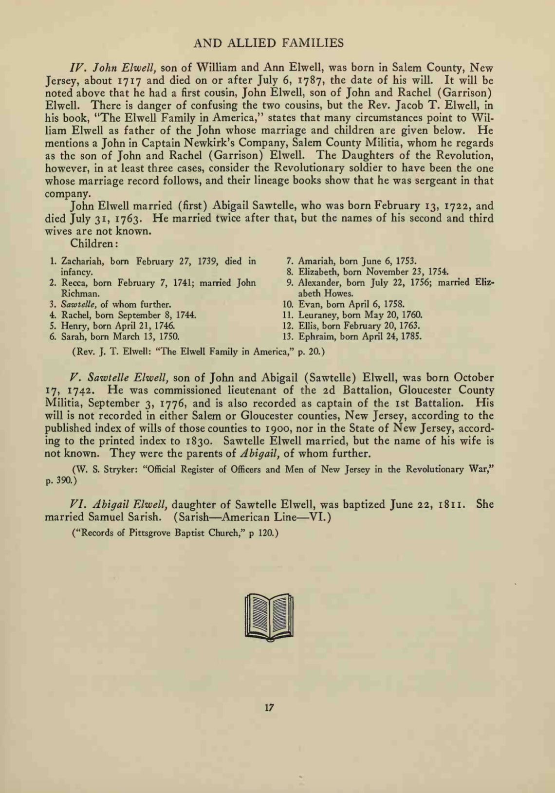 The Elwell Family of Gloucester, Massachusetts and Salem County, New ...